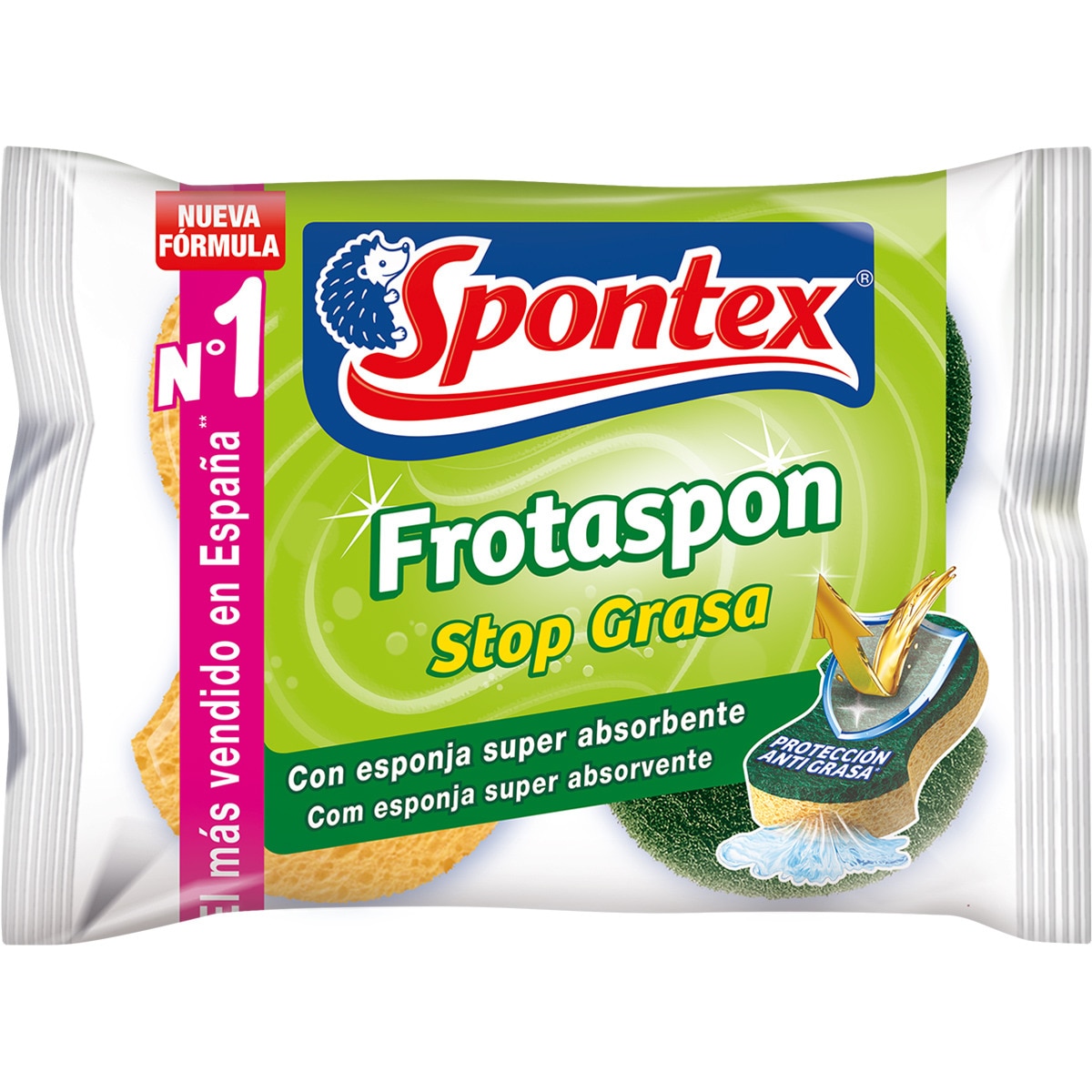 Comprar Frotaspon estropajo con esponja superabsorbente verde Stopgrasa ...