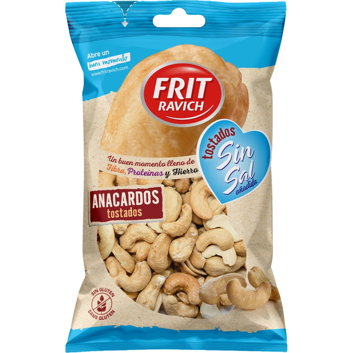 Anacardos tostados sin sal añadido Sin Gluten bolsa 110 g · FRIT RAVICH ...