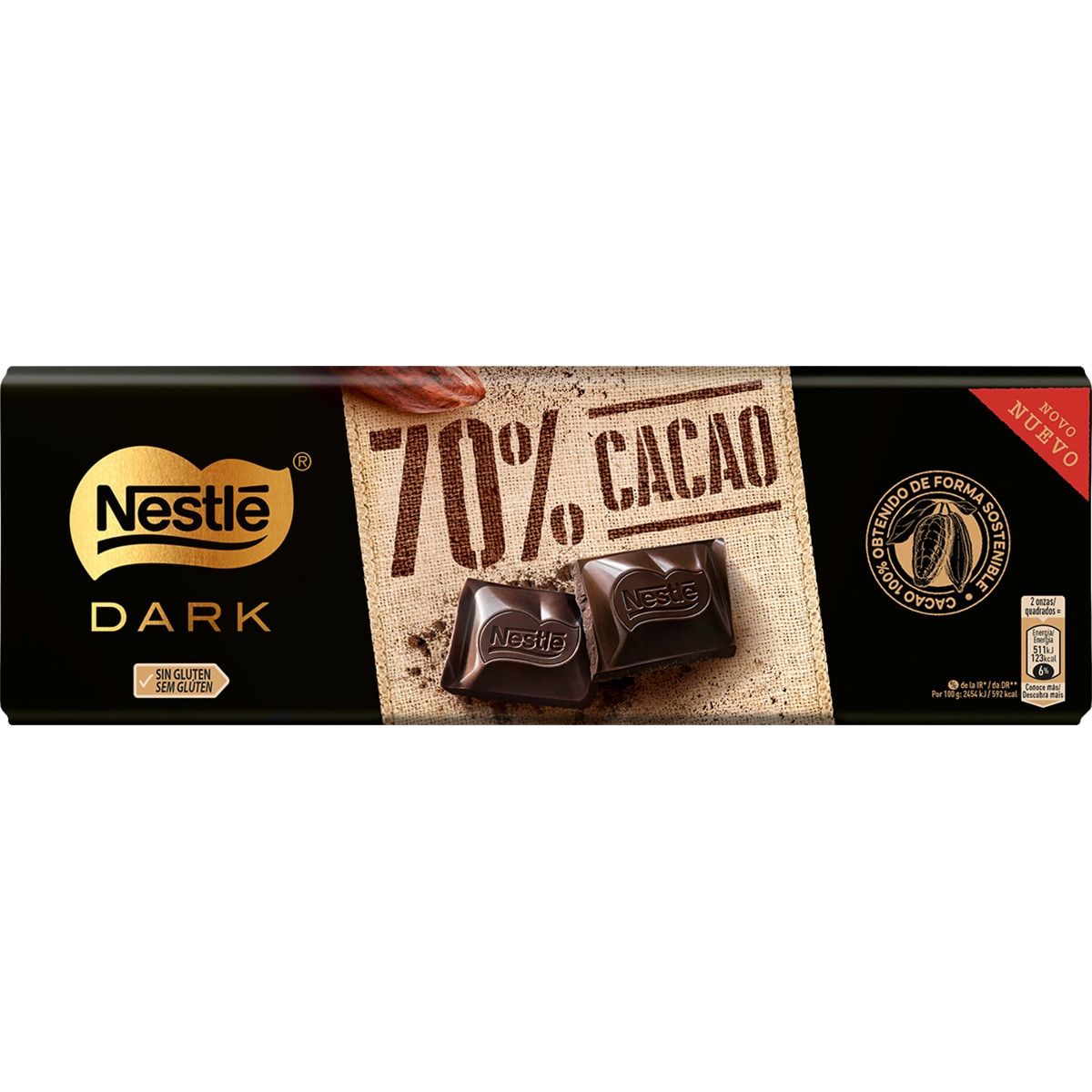 Chocolate negro 70% de cacao sin gluten tableta 250 g · NESTLE DARK ...