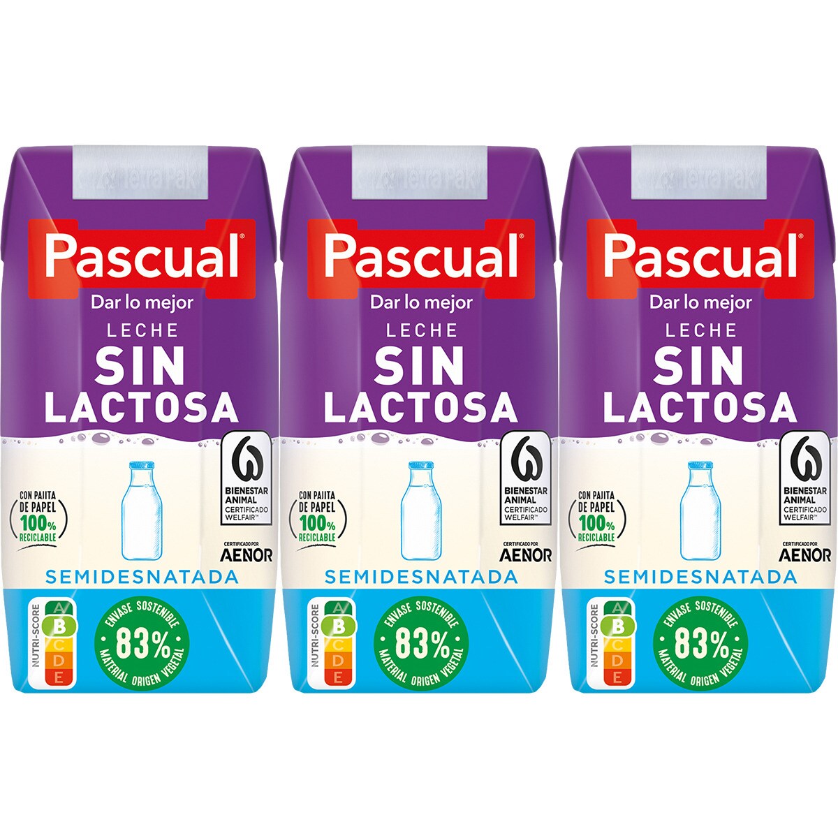 Semi-skimmed lactose-free milk 3-pack cartons 200 ml · PASCUAL ...