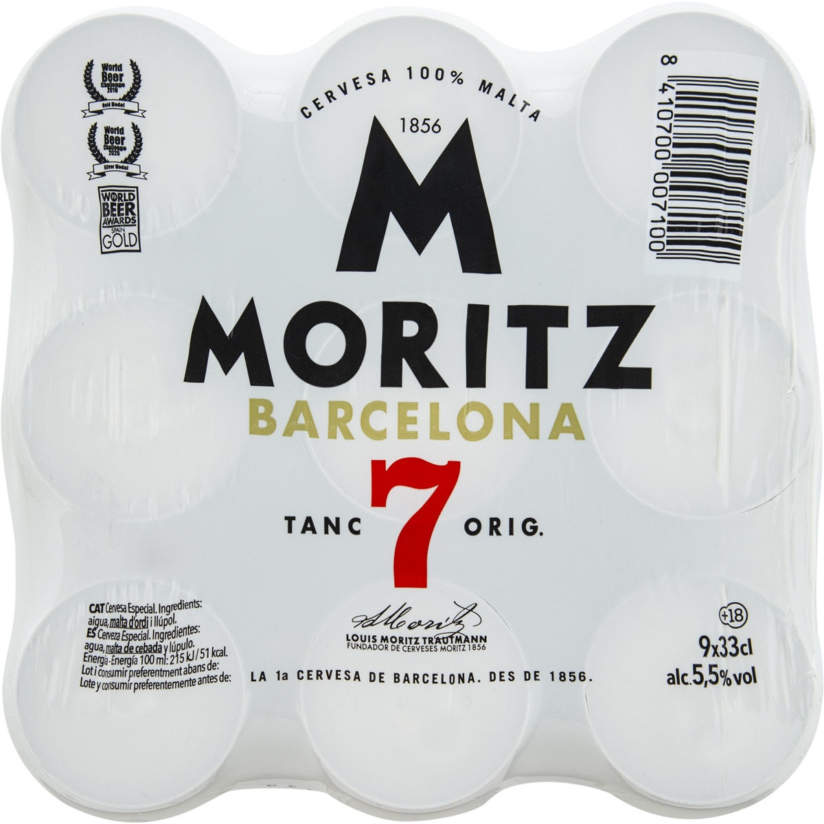 Cerveza rubia 100% Malta pack 9 latas 33 cl · MORITZ 7 · Supermercado ...