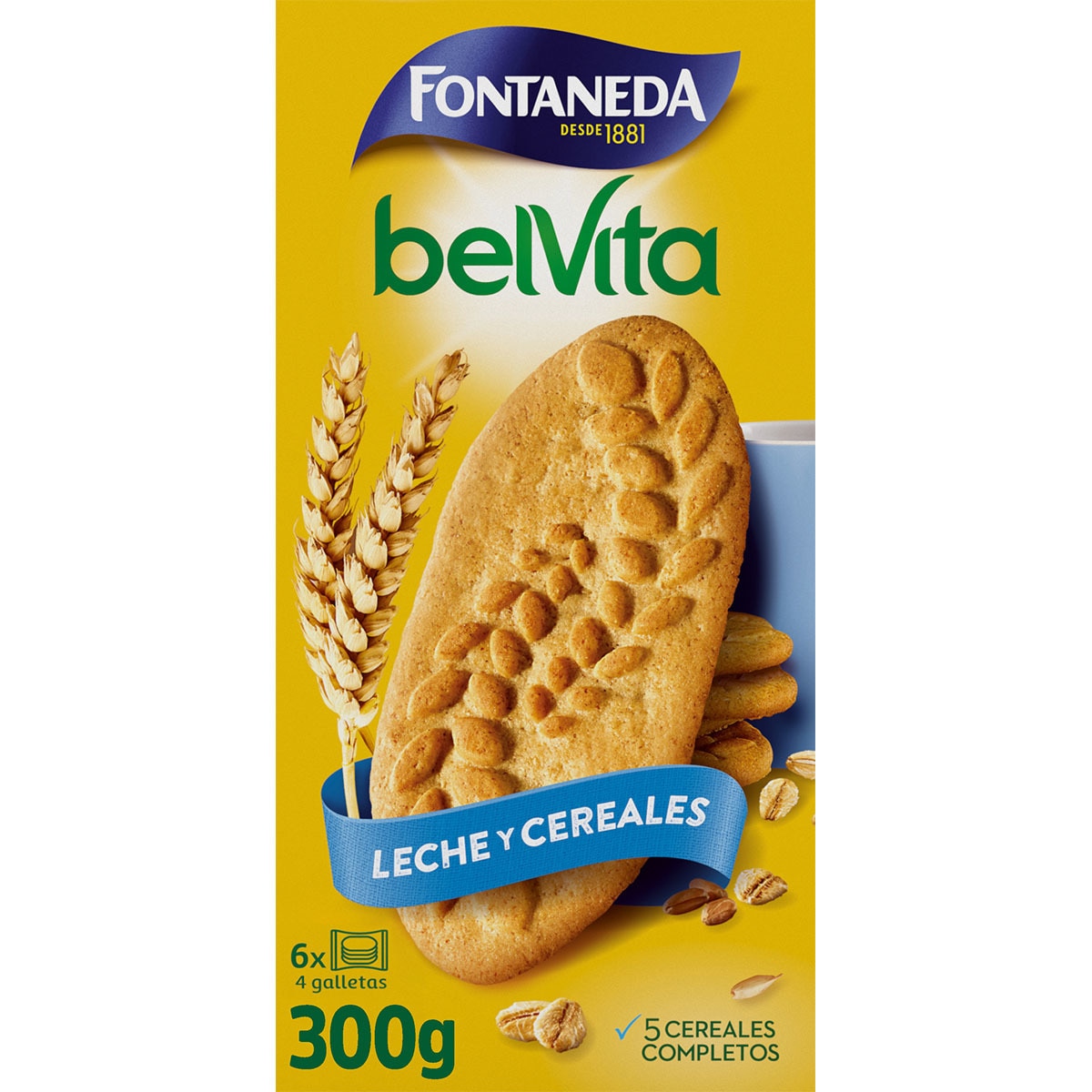 Desayuno galletas con 5 cereales completos y leche estuche 300 g 6 x 4 ...