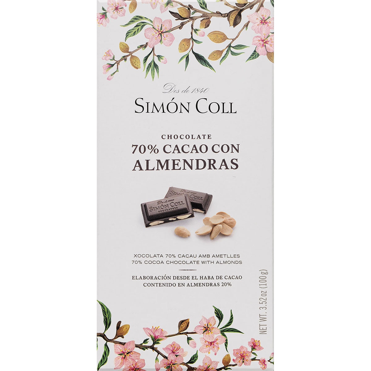 Chocolate 70% cacao con almendras tableta 100 g · SIMON COLL · Supermercado El Corte Inglés El ...