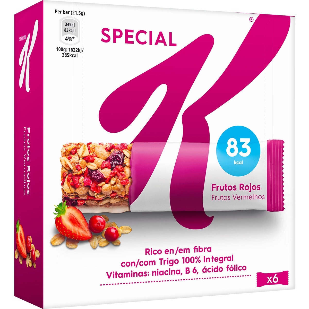 barritas de cereales integrales con frutas rojas 6 unidades estuche 129 ...