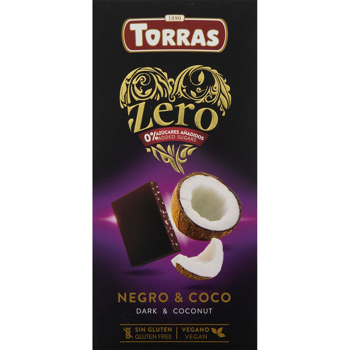 Zero chocolate negro fondant con coco 0% azúcares añadiidos sin gluten ...