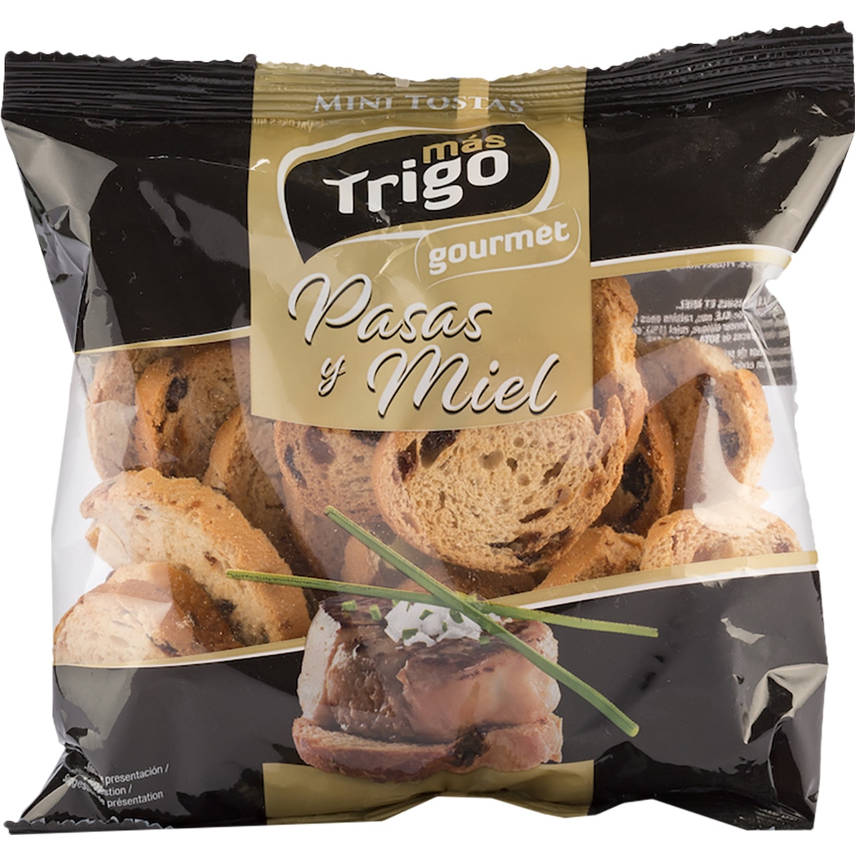 Gourmet mini tostas con pasas y miel bolsa 120 g · MAS TRIGO ...