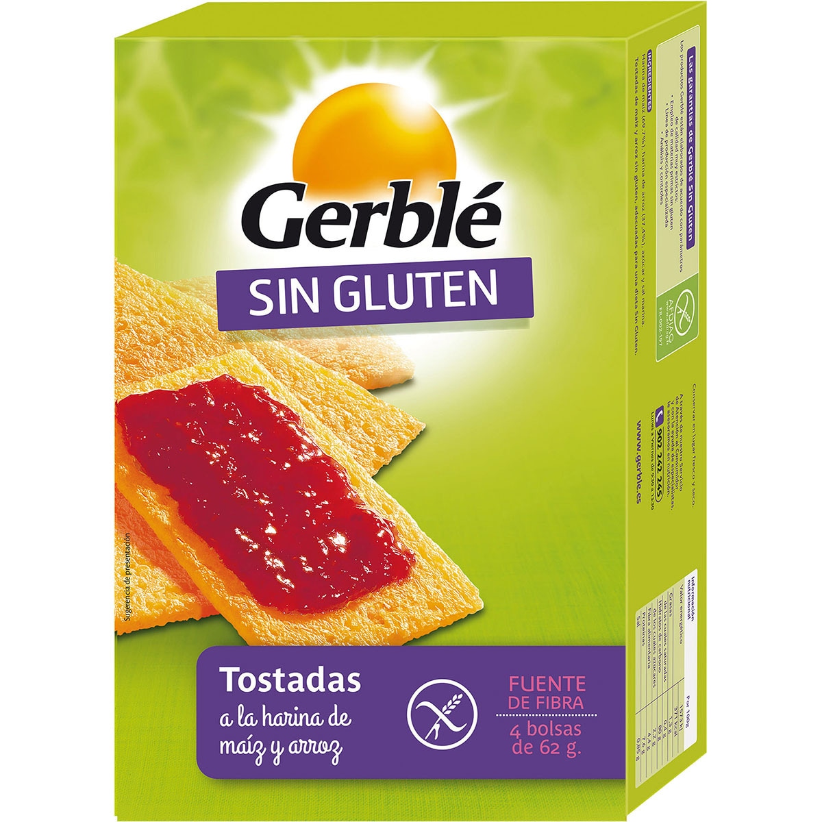 tostadas a la harina de maíz y arroz sin gluten envase 250 g · GERBLE ...