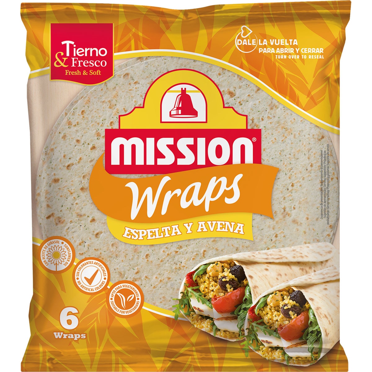 Spelt and oat wraps 6-pack container 370 g · MISSION · Supermercado El ...