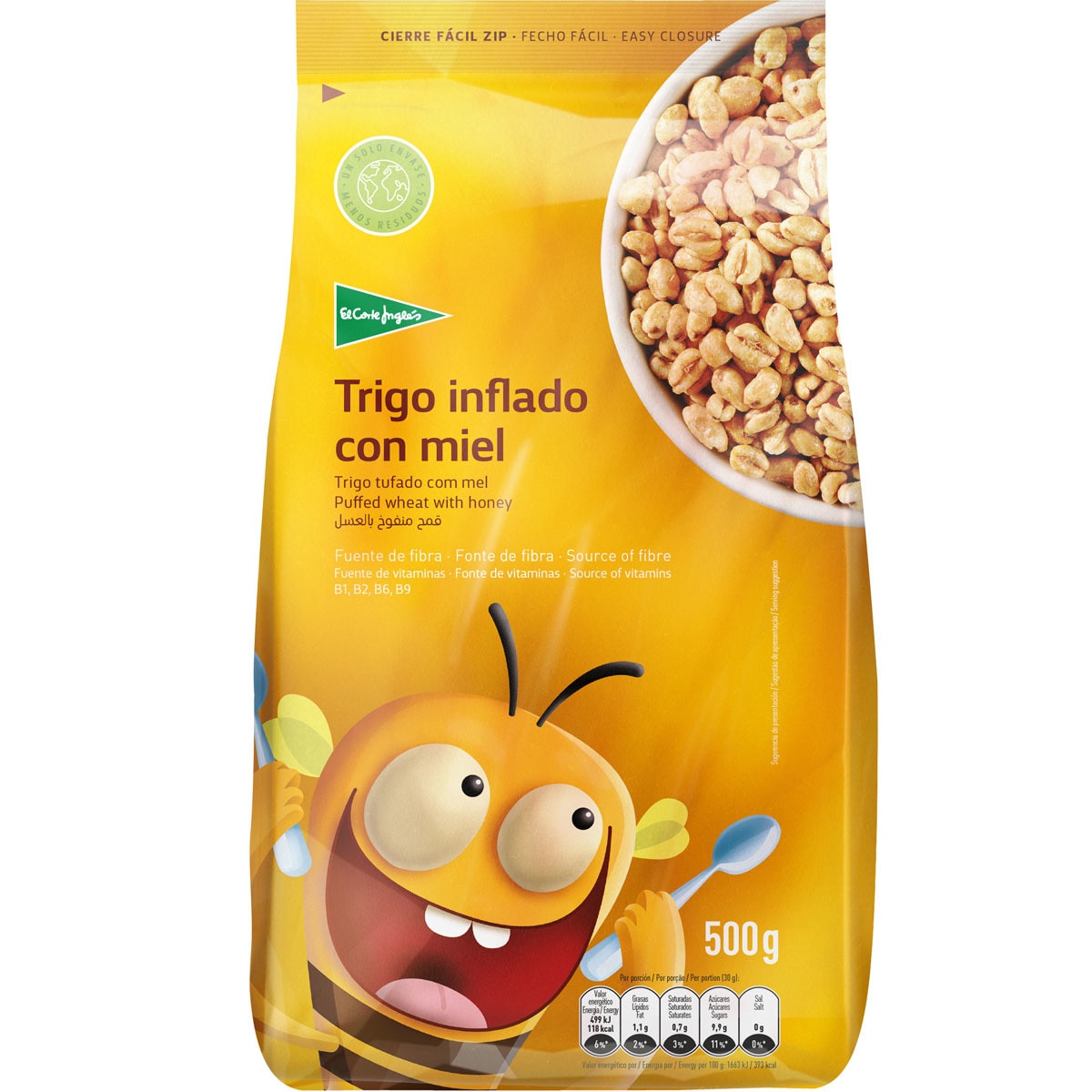Comprar Cereales de desayuno de trigo inflado con miel paquete 500 g ...