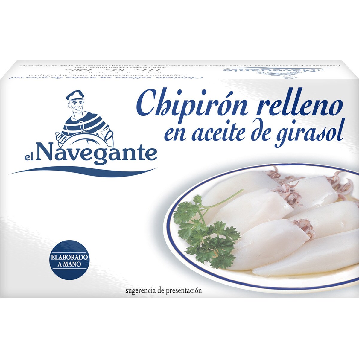 Chipirón relleno en aceite de girasol elaborado a mano lata 72 g neto ...