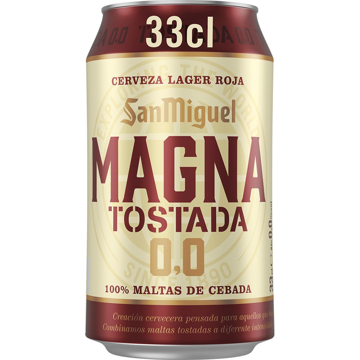 0,0 cerveza tostada tipo Lager Roja 100% Maltas de cebada lata 33 cl ...