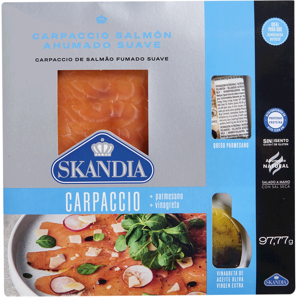 Carpaccio de Salmão Parmesão e Vinagrete unidade 90 g · Skandia ...