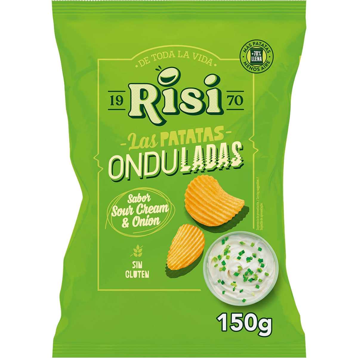 Patatas fritas onduladas Sour Cream & Onion bolsa 150 g · RISI ...