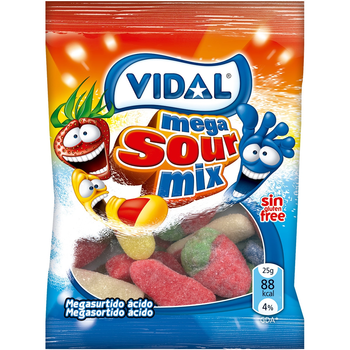 Gomas Mega Sortido Ácido embalagem 90 g · Vidal · Supermercado El Corte ...