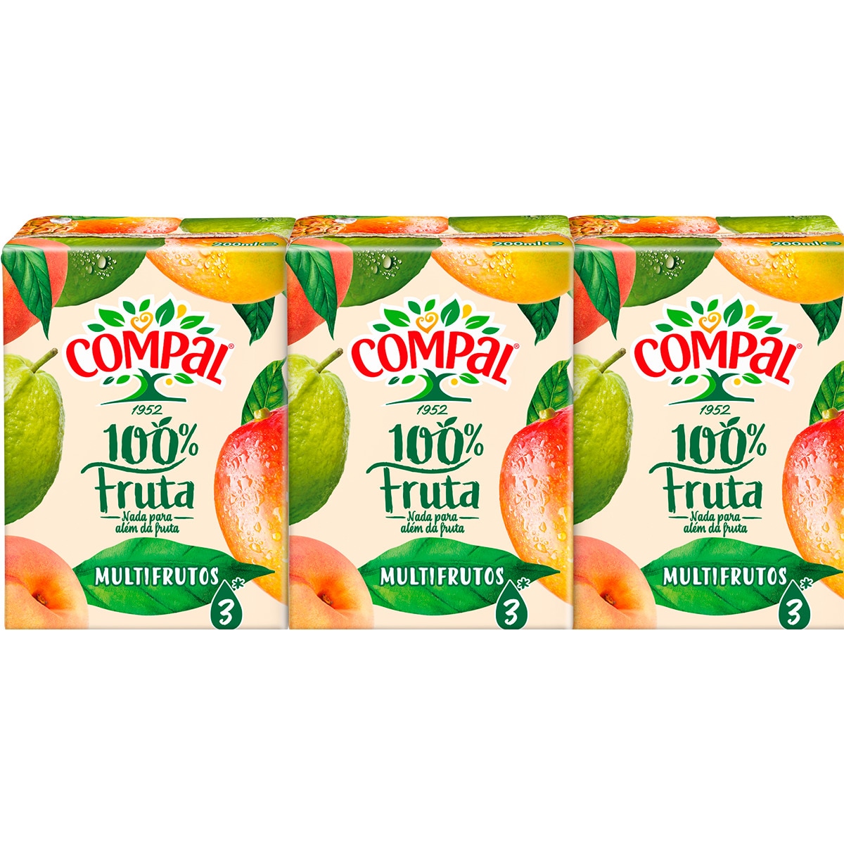 Multifrutos 100% Fruta Pack 3 embalagem 200 ml cl · Compal ...