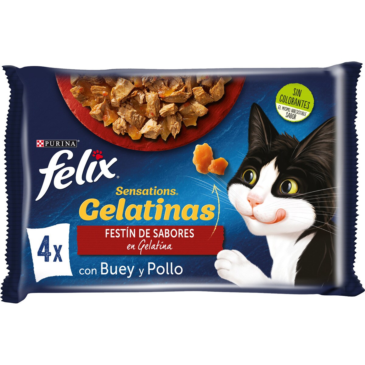 Sensations comida húmeda para gatos con trocitos en gelatina con buey y ...