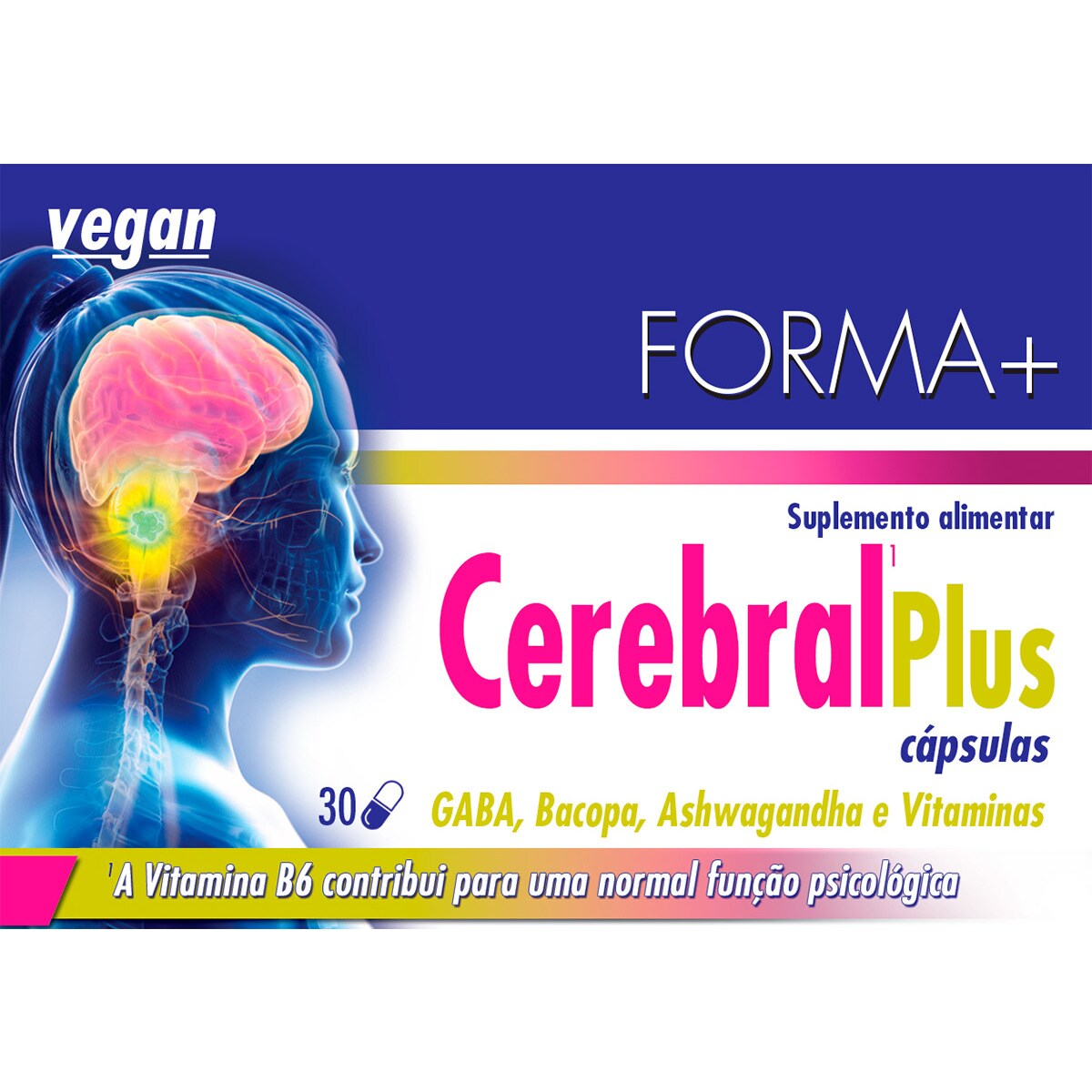 Celebral Plus Gaba, Bacopa, Ashwagandha e Vitaminas embalagem 30 ...