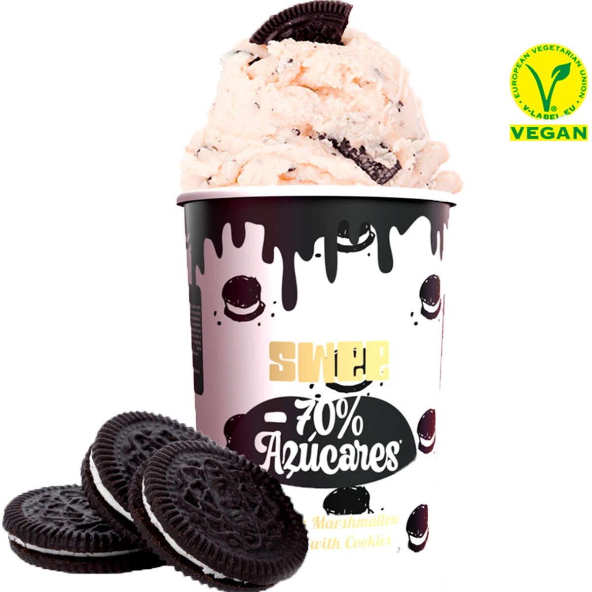 Gelado Vegetal Baunilha e Cookies Vegan embalagem 500 ml · Swee ...