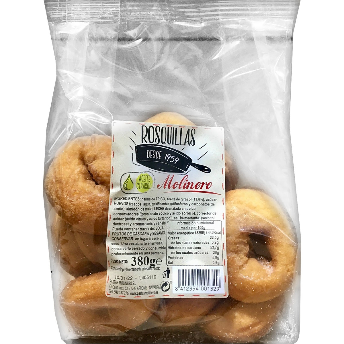 Rosquillas azucaradas bolsa 380 g · MOLINERO · Supermercado El Corte ...