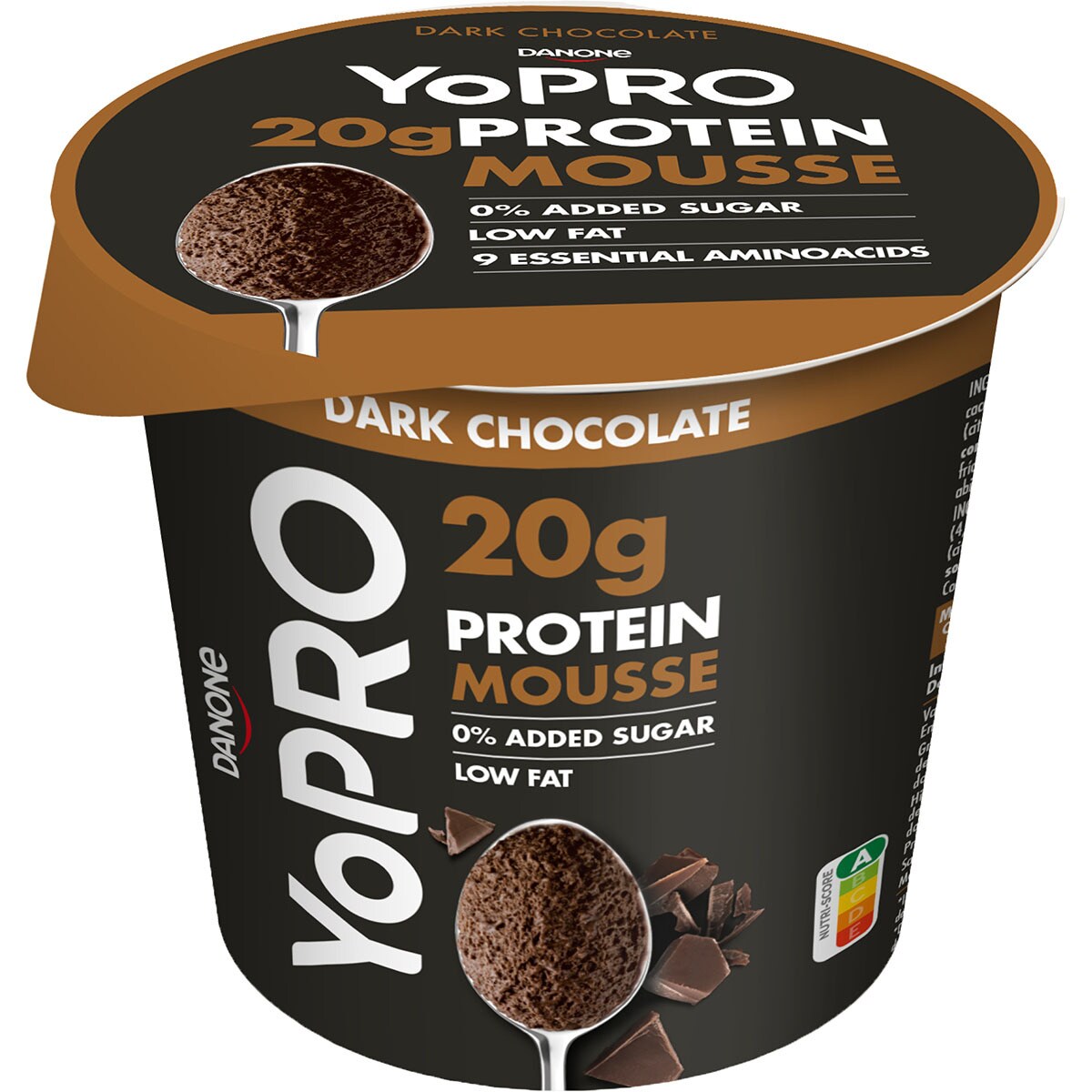 Mousse con proteínas de chocolate 0% azúcares añadidos bajo en grasa ...