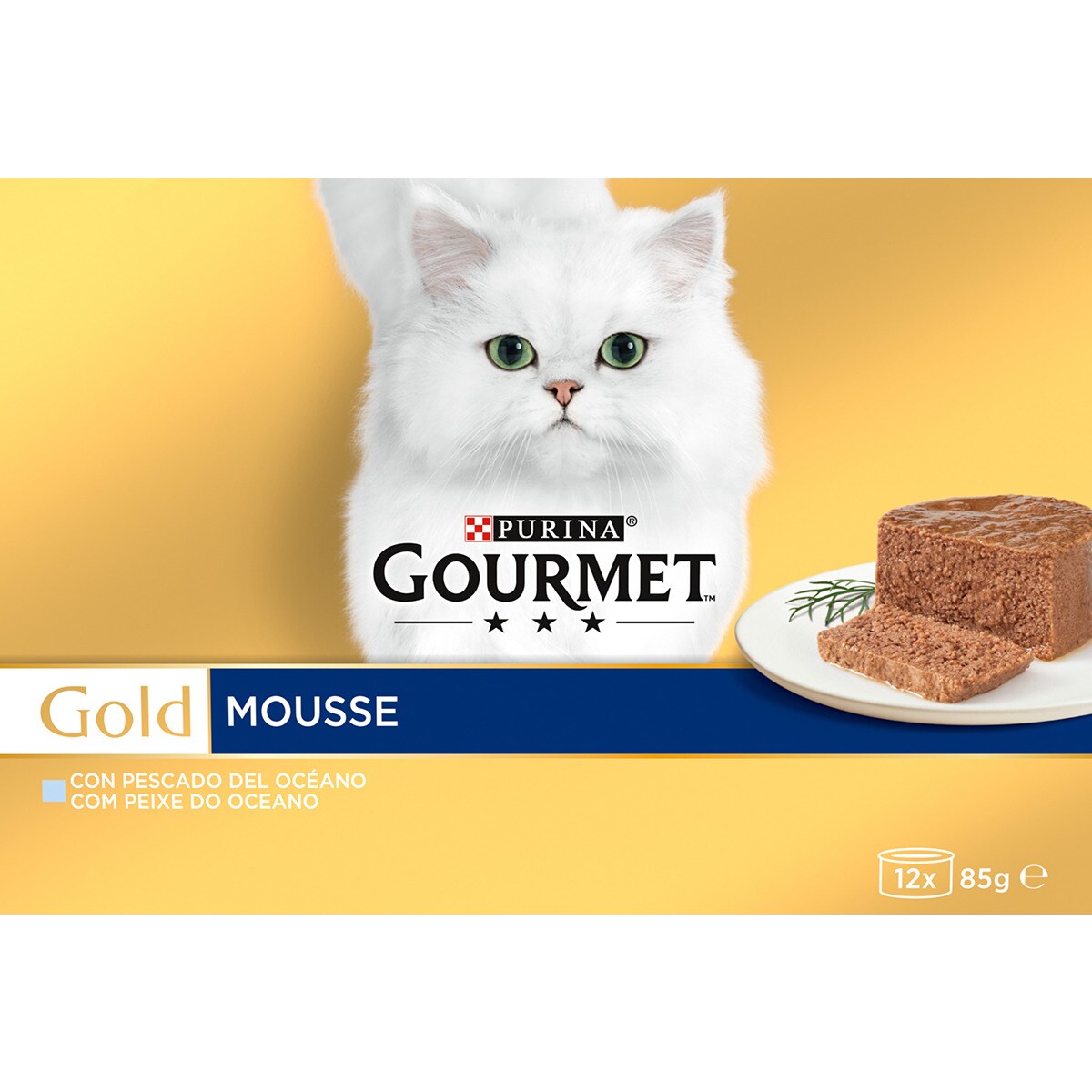 Alimento Húmido para Gato Mousse sabor Peixe Gato Pack 12 unidades ...