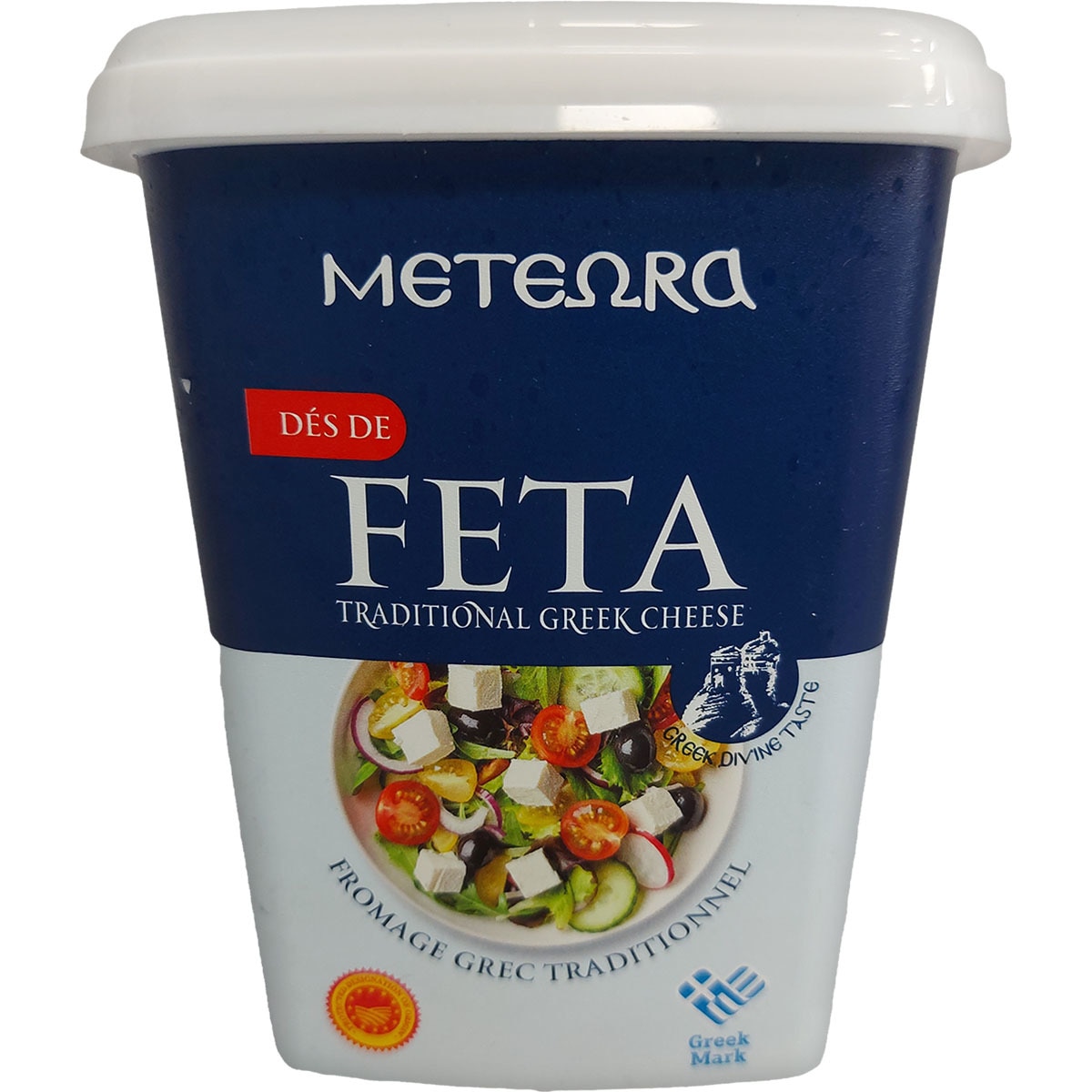 queso griego feta en cubitos DOP tarrina 150 g neto escurrido · METEORA ...
