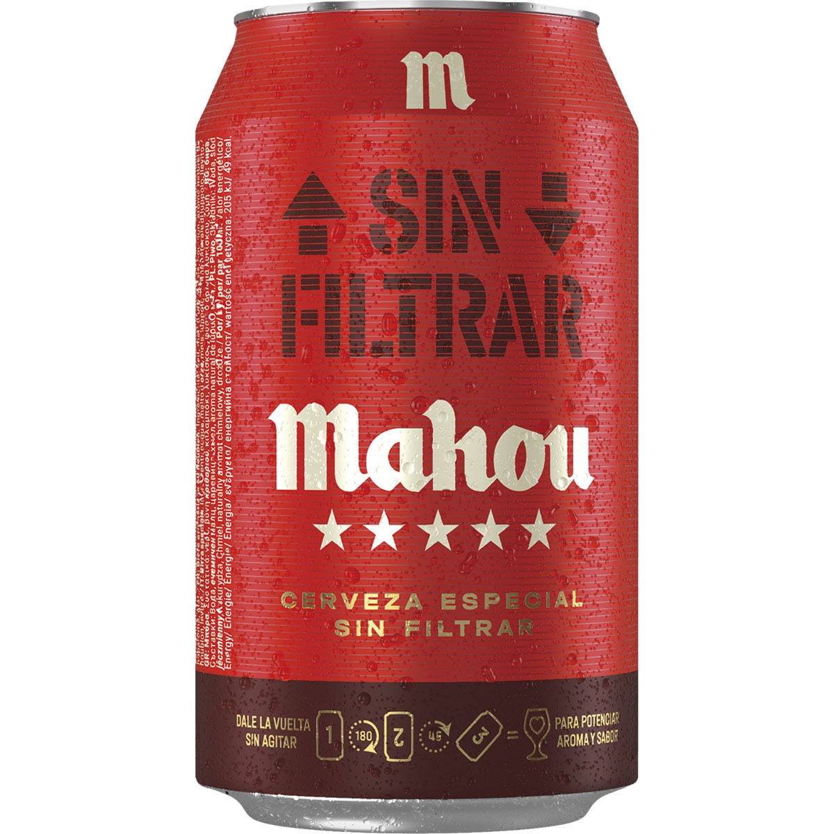Cerveza rubia especial Sin Filtrar lata 33 cl · MAHOU 5 ESTRELLAS ...