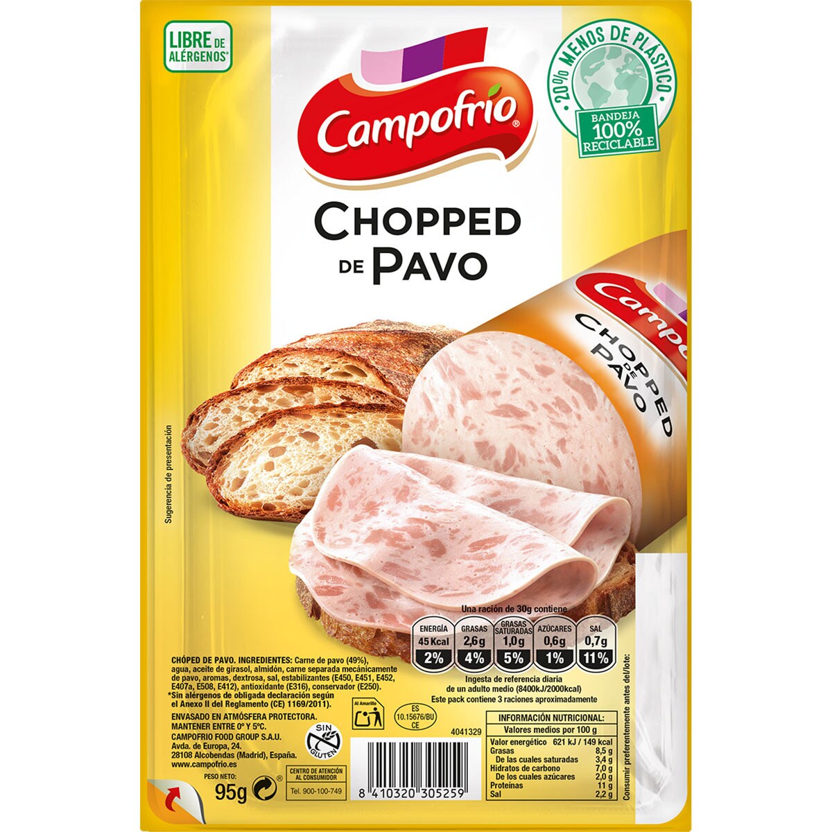Comprar Chopped de pavo en lonchas sin gluten envase 95 g · CAMPOFRIO ...