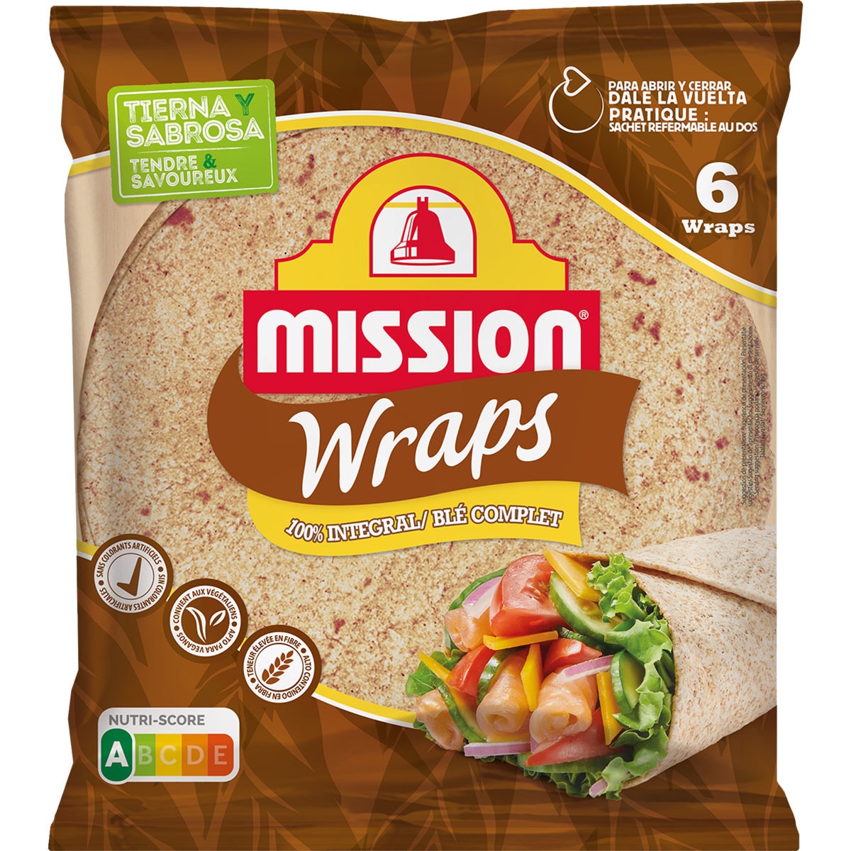 Wraps 100% integral 6 unidades paquete 370 g · MISSION · Supermercado ...