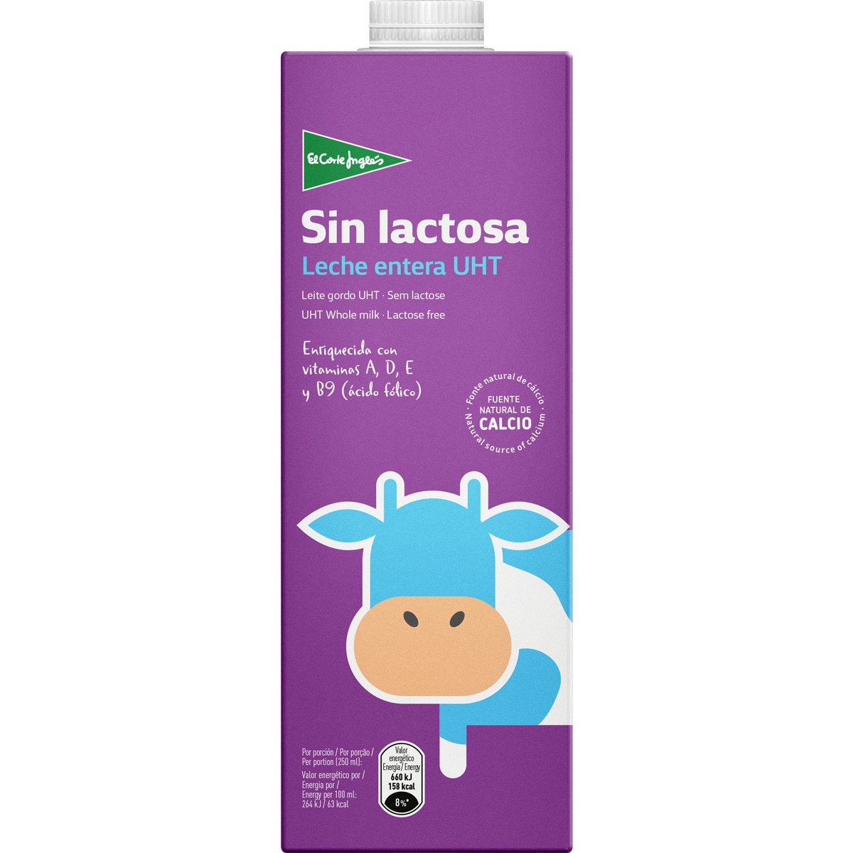 Comprar Leche entera sin lactosa enriquecida con vitaminas A, D, E y B9 ...