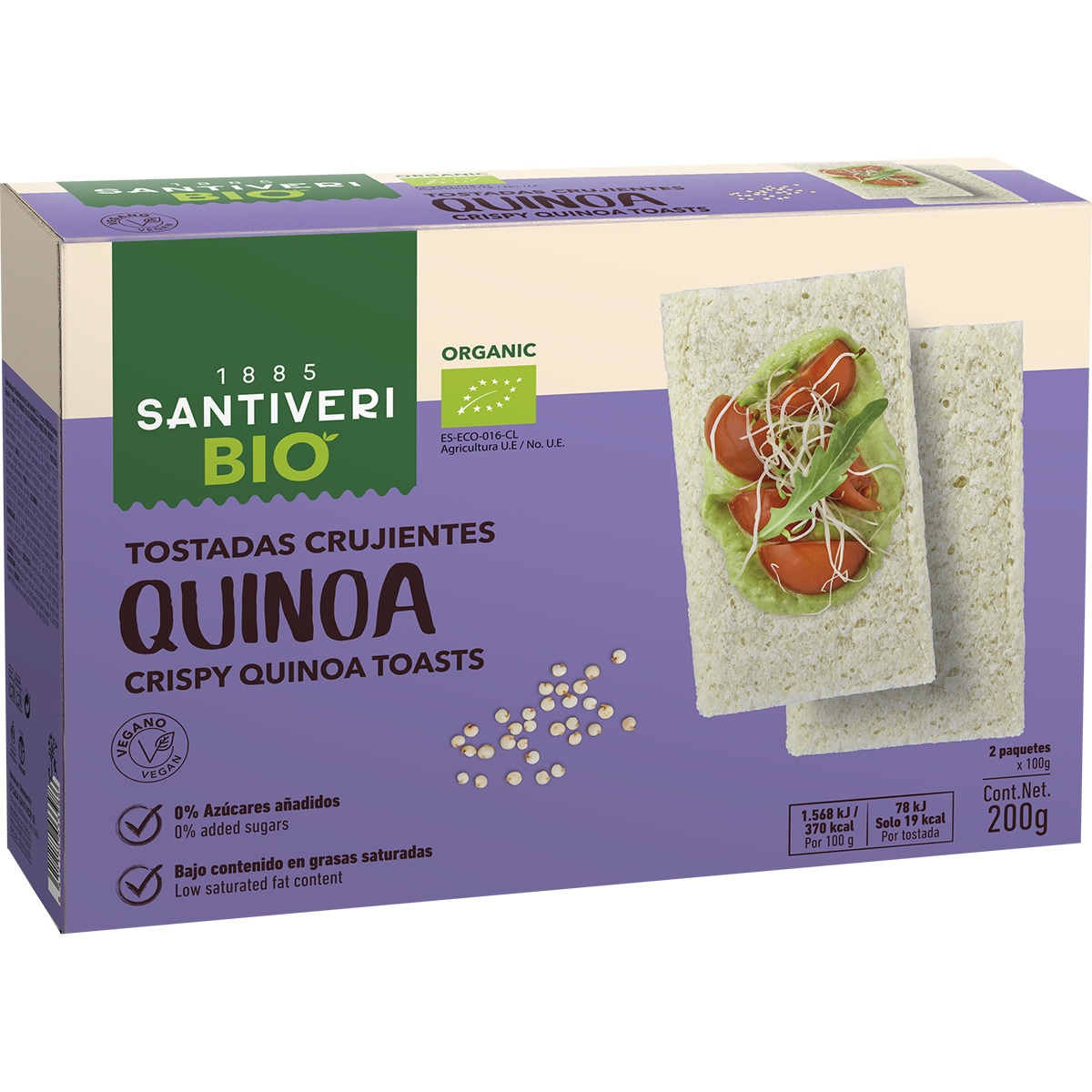 Organic Bio tostadas ligeras con quinoa sin gluten ecológicas paquete ...
