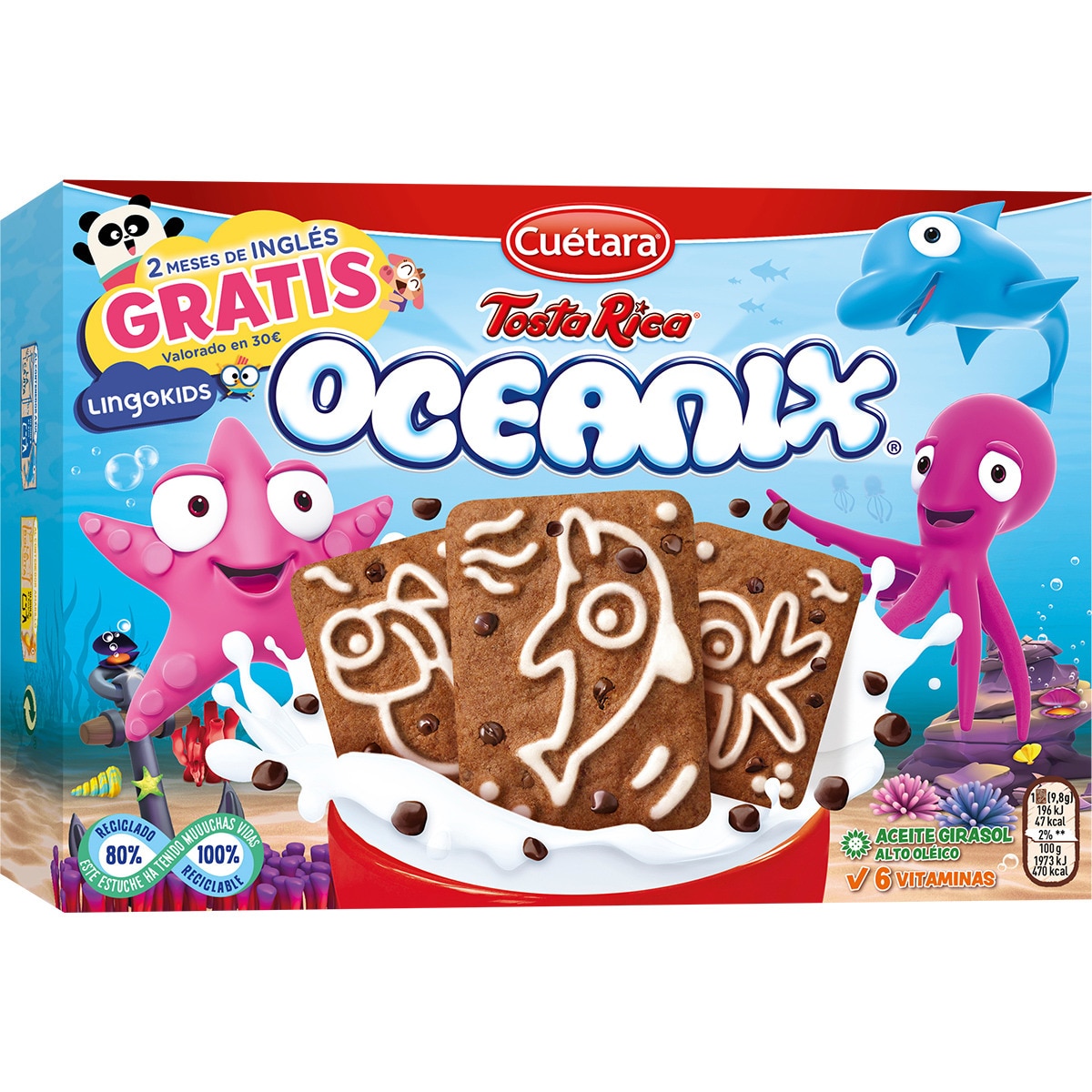 Oceanix galletas con pepitas de chocolate paquete 400 g · CUETARA TOSTA ...