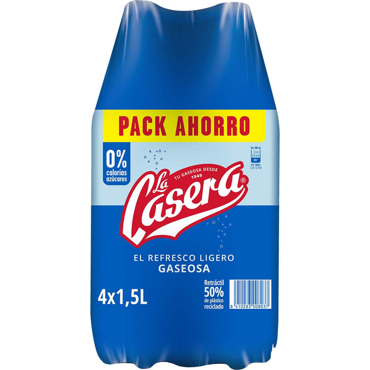 Comprar Gaseosa 0% azúcares y calorías pack 4 botellas 1,5 l · LA ...