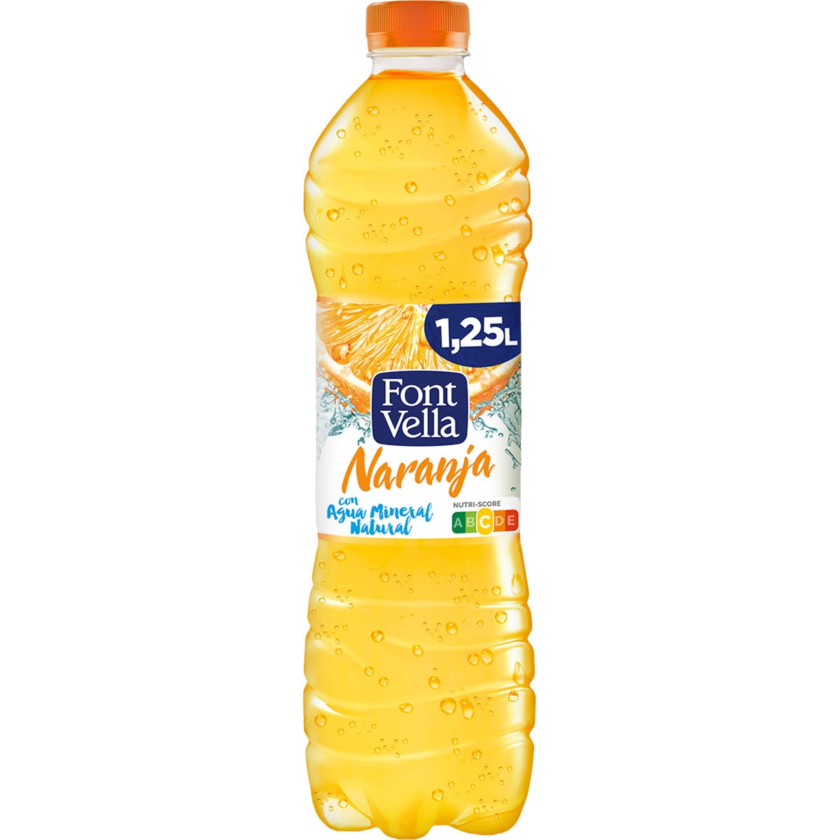 Agua mineral natural con zumo de naranja botella 1,25 l · FONT VELLA ...