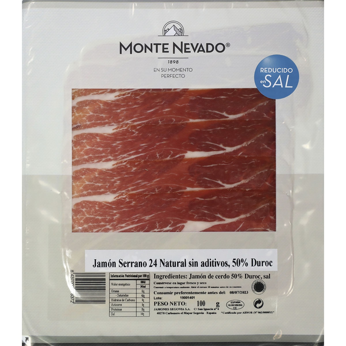Jamón serrano 24 natural sin aditivos reducido en sal 50% raza Duroc ...