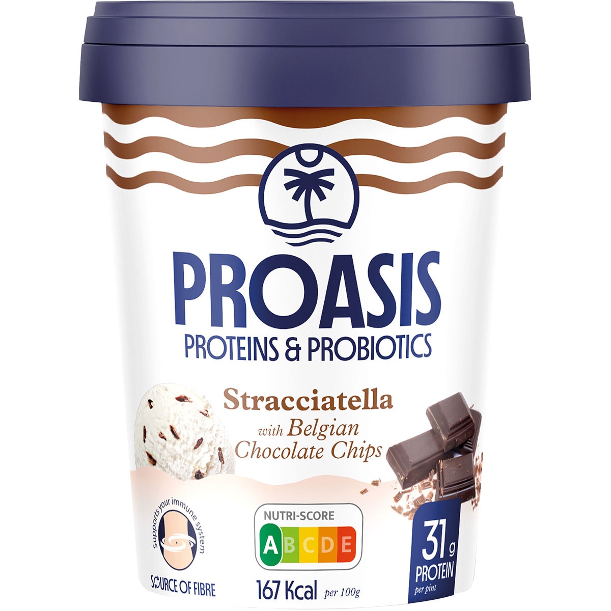 Helado proteico y con probióticos de stracciatella con chips de ...