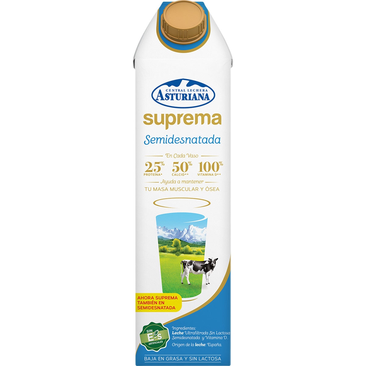 Comprar Leche semidesnatada sin lactosa y baja grasa brik 1 l ...