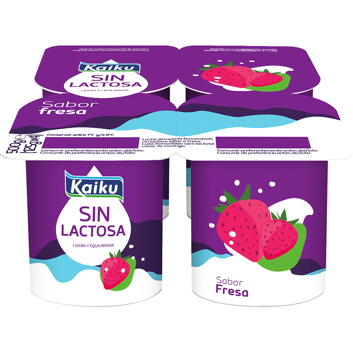 Yogur sabor fresa sin lactosa pack 4 unidades 125 g · KAIKU ...