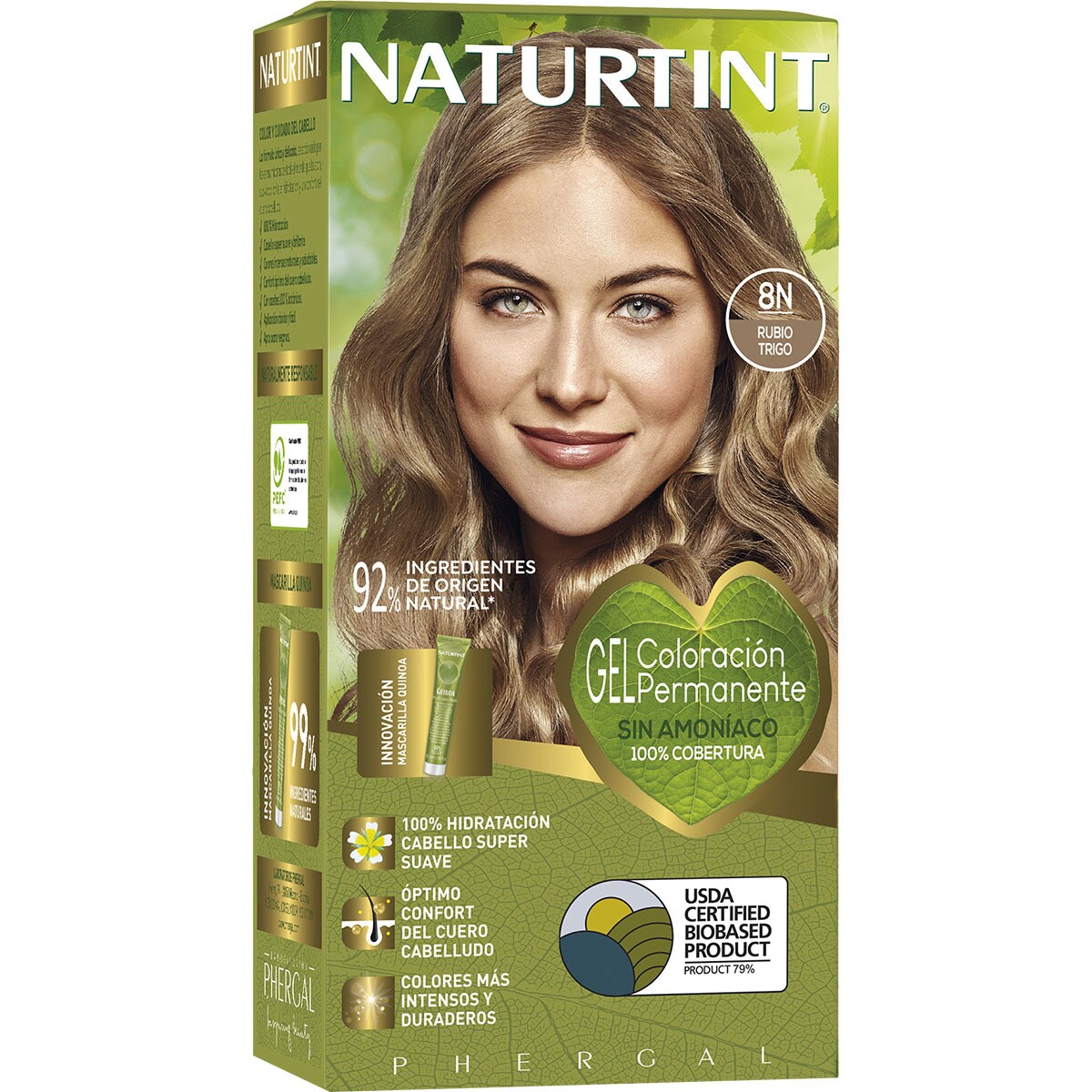 Tinte rubio trigo 8N gel color permanente sin amoniaco caja 1 unidad ...