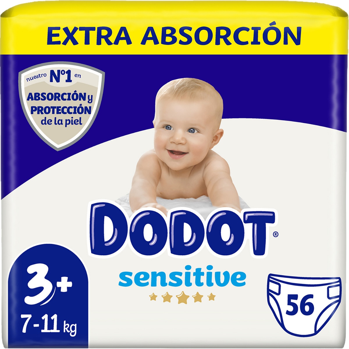 Sensitive pañales Extra Absorción de 7 a 11 kg talla 3+ bolsa 56 unidades · DODOT · Supermercado ...