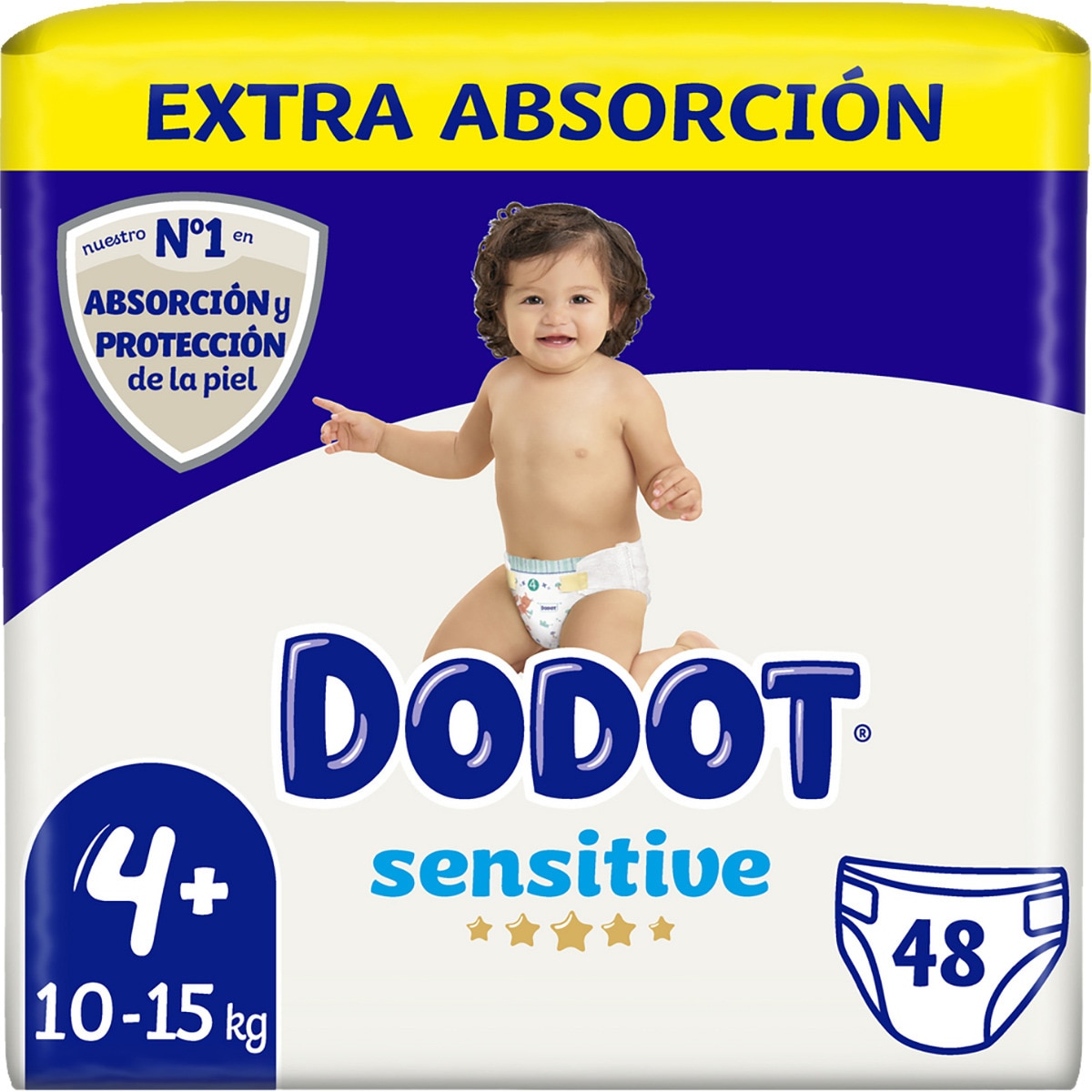 Sensitive pañales Extra Absorción de 10 a 15 kg talla 4+ bolsa 48 unidades · DODOT ...