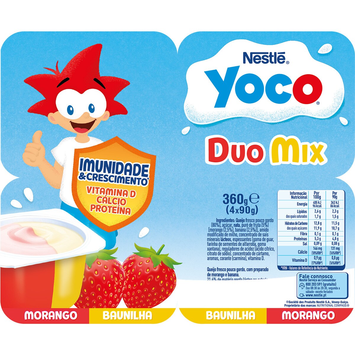 Petit Suisse de Morango e Baunilha Pack 4 embalagem 90 g · Yoco Duo ...