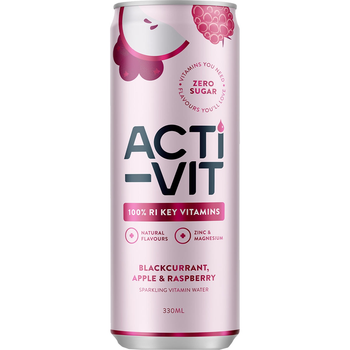Refresco de grosella nedra, frambuesa y manzana Zero azúcar con vitaminas, magnesio y zinc lata ...