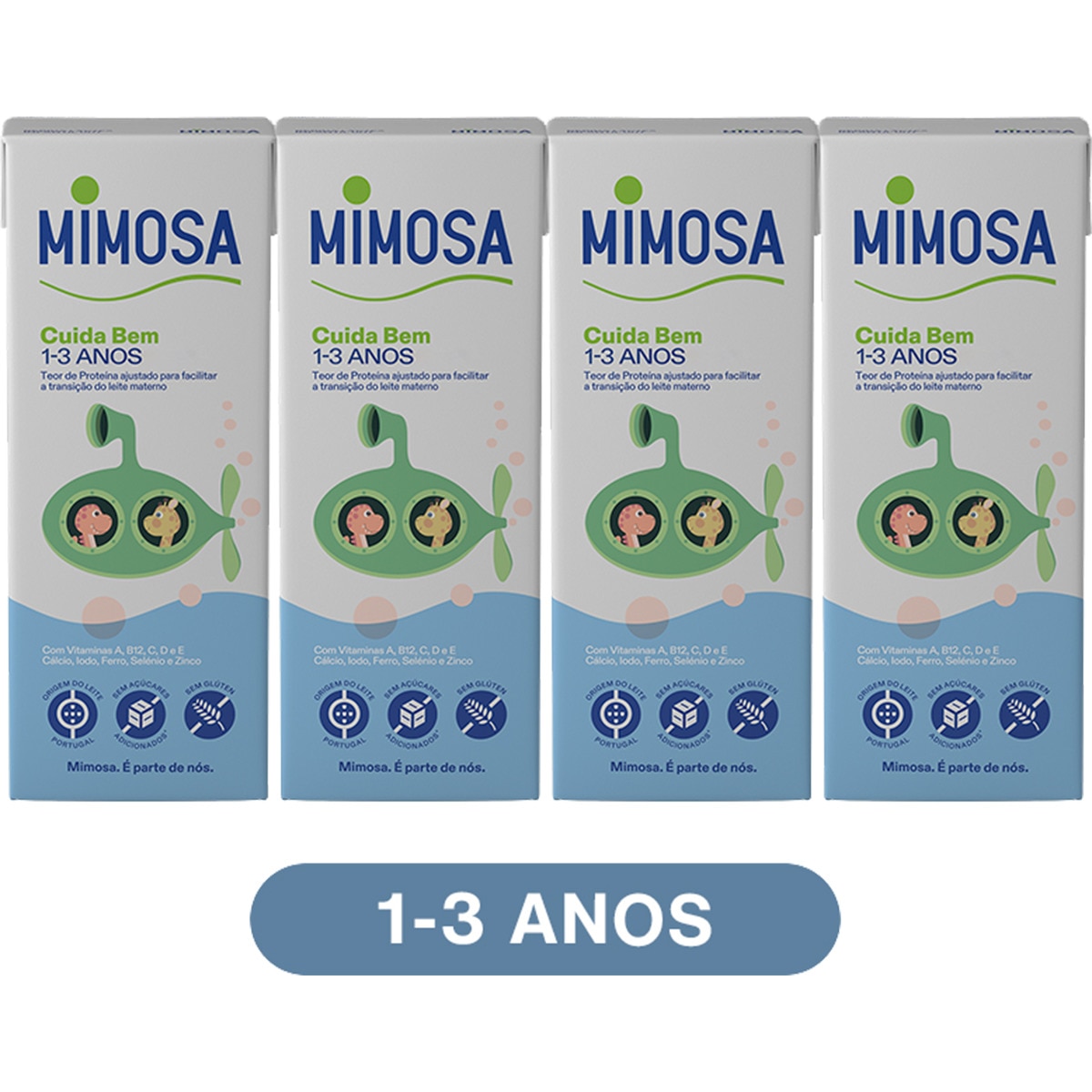 Leite sem Lactose Meio Gordo 1-3 Anos Cuida Bem Pack 4 embalagem 200 ml ...