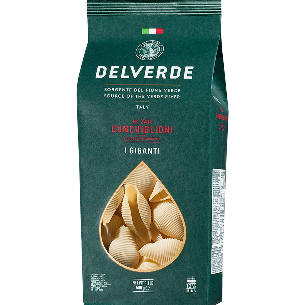 Massa Concha Conchiglioni Gigante embalagem 500 g · Delverde ...