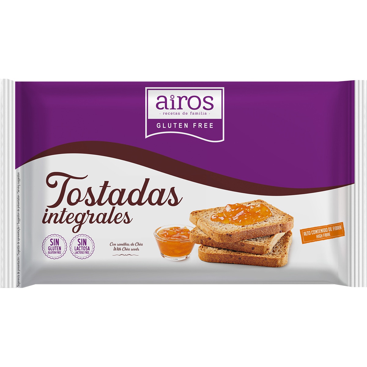 Tostadas de pan integral sin gluten y sin lactosa envase 225 g · AIROS ...