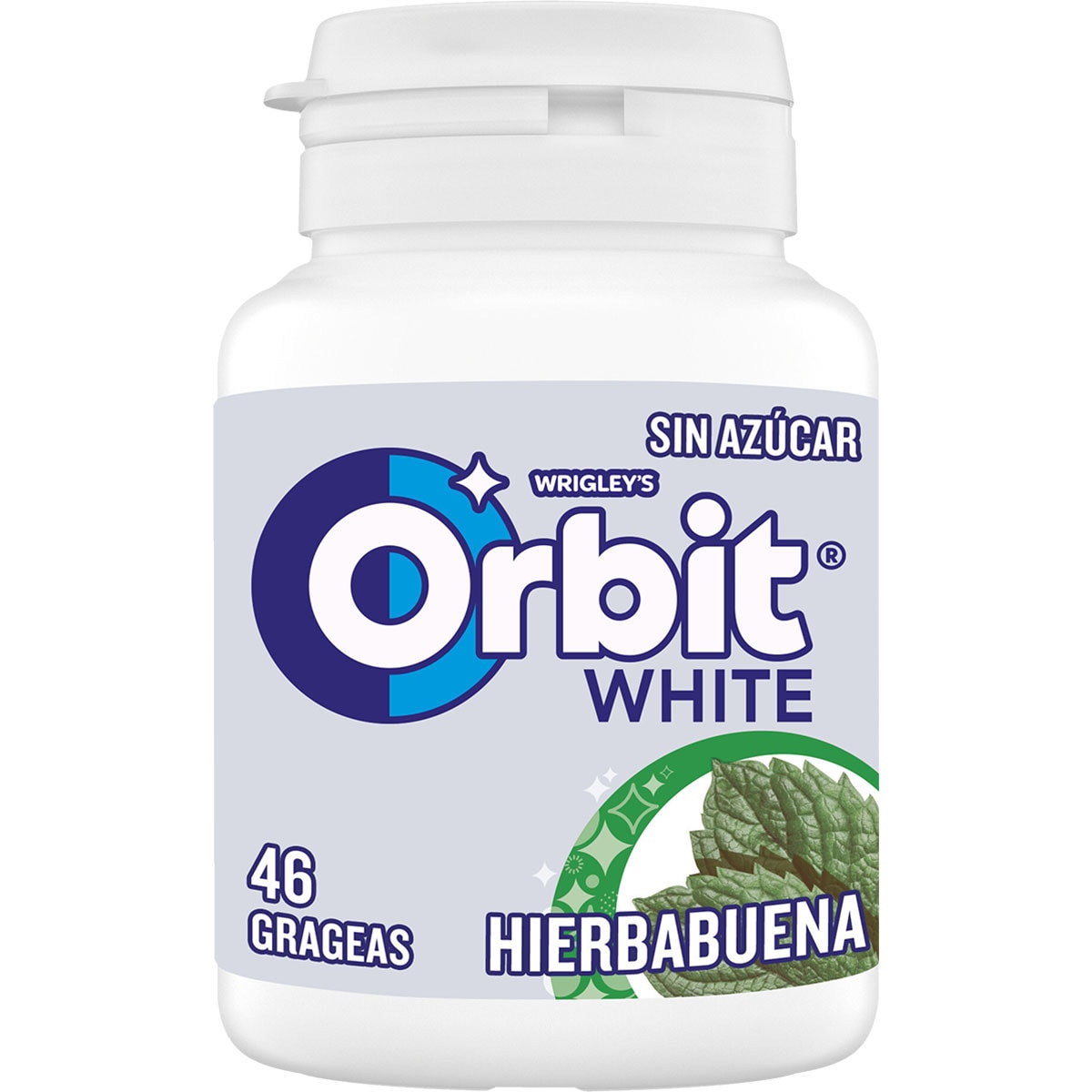 White chicles de hierbabuena sin azúcar bote 46 grajeas · ORBIT ...