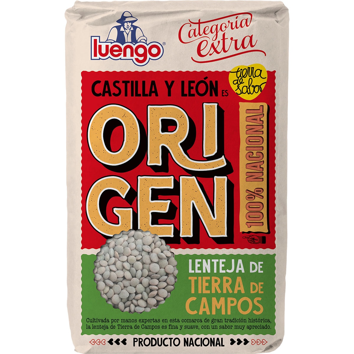 Origen lenteja pardina extra IGP Tierra de Campos paquete 1 kg · LUENGO ...