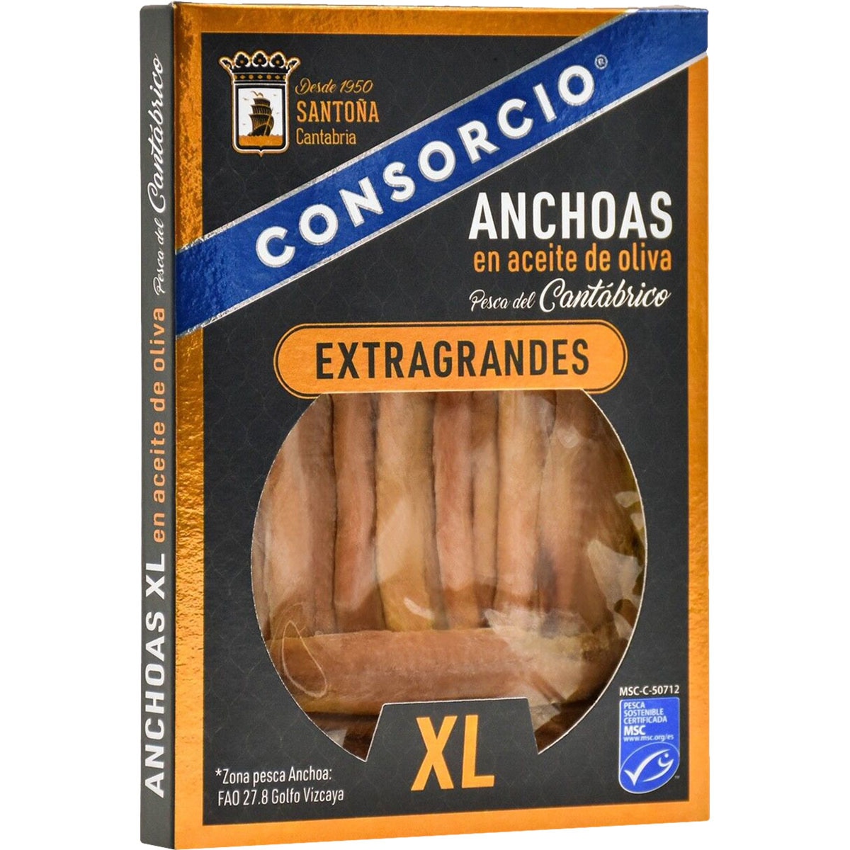 Filetes de anchoa extra grandes en aceite de oliva pesca del Cantábrico ...