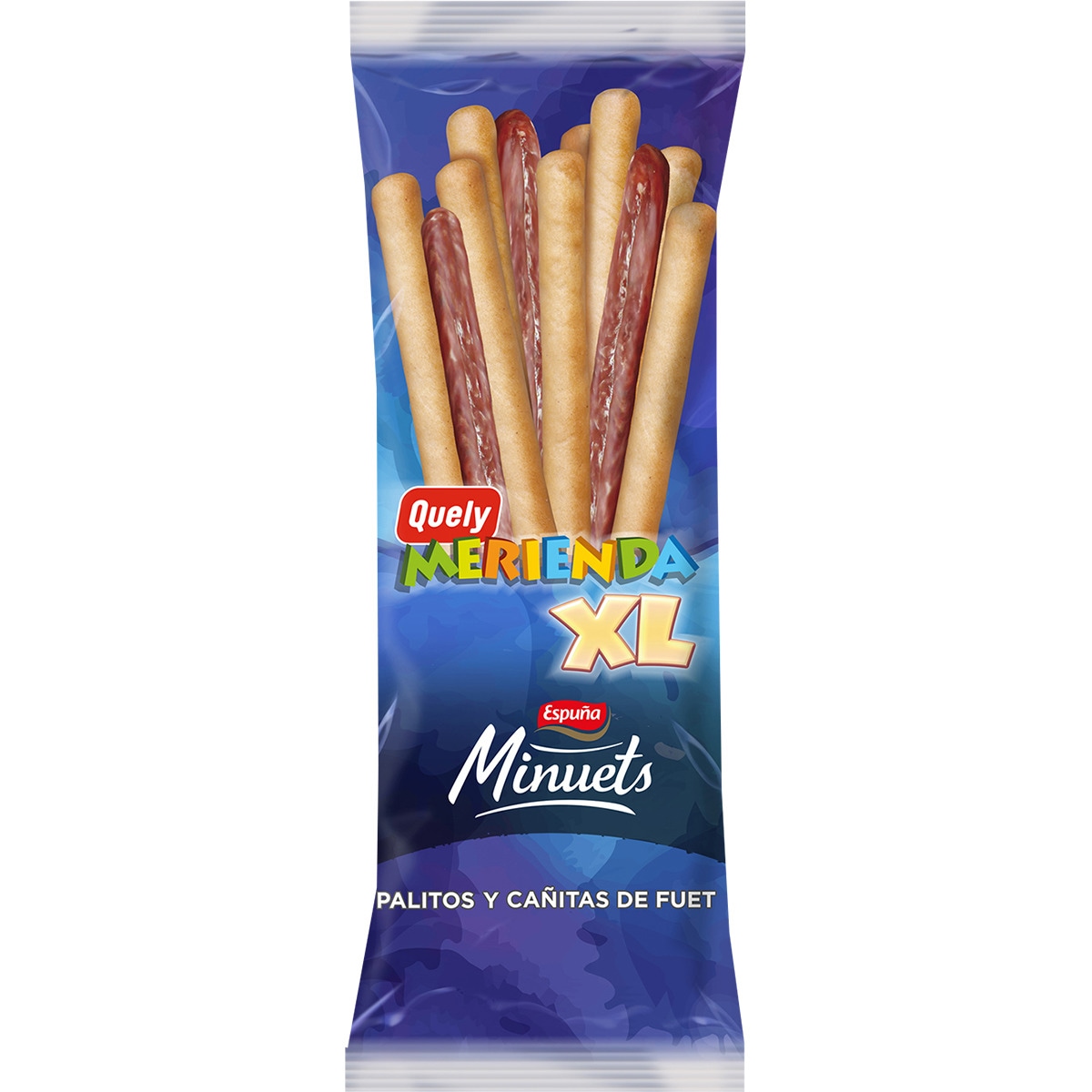 Merienda XL Minuets quelitas y cañitas de fuet envase 90 g · QUELY ...